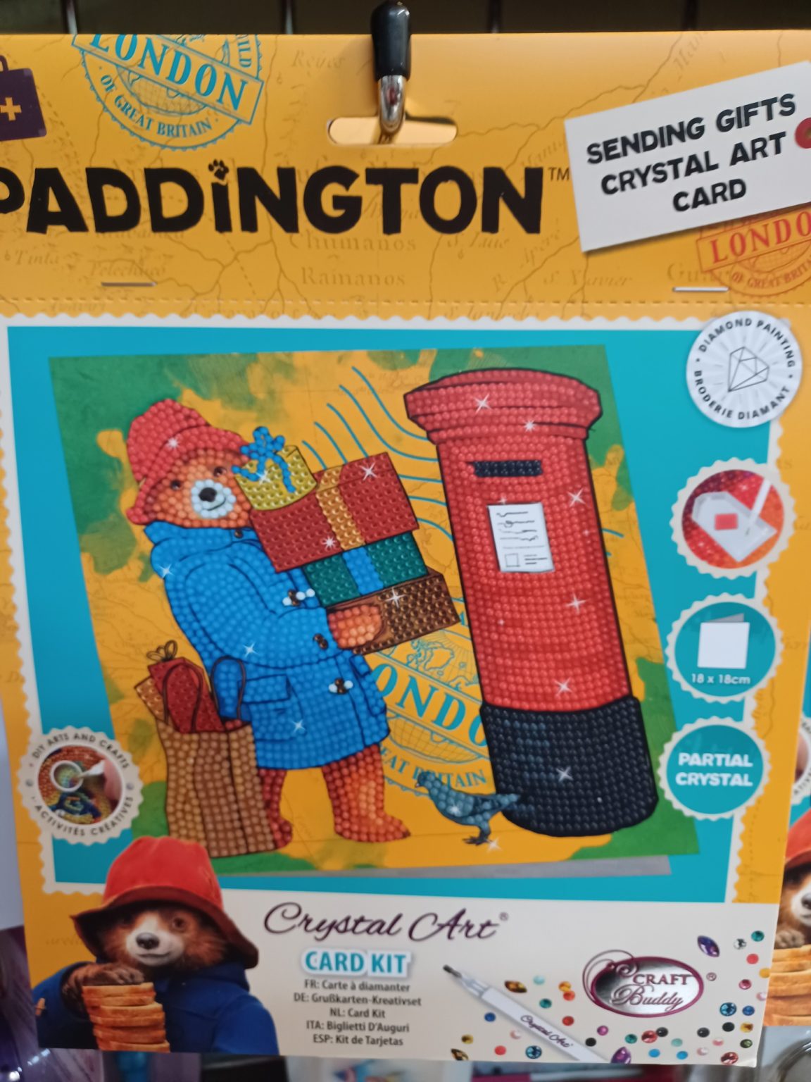 Paddington Bear Crystal Art Card-sending the post – Horn Castle Hobby House